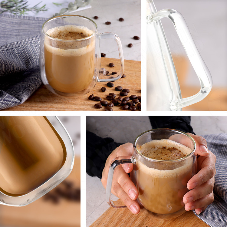 Clear borosilicate glass mug with lid